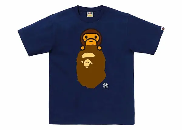 A BATHING APE Milo On Ape Head Tee Shirt - Navy Blue