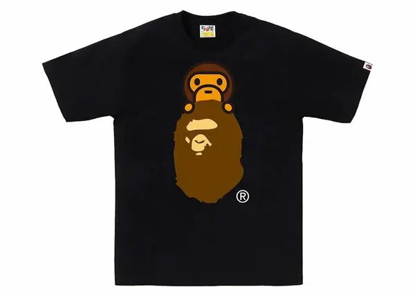 A BATHING APE Milo On Ape Head Tee Shirt - Black