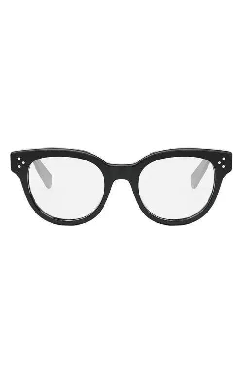 Celine Bold 53mm Round Eyeglasses - Shiny Black