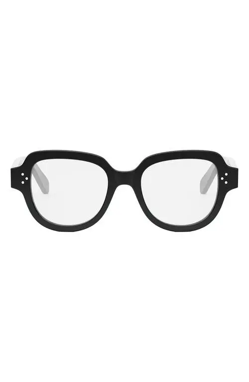 Celine Bold Round Eyeglasses - Shiny Black