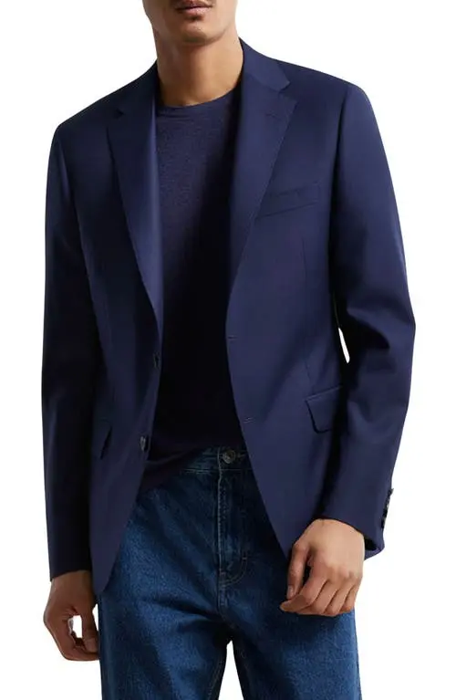 Samuelsohn Navy Double Twist 130s Wool Blazer - Blue