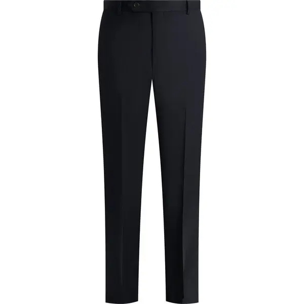 Samuelsohn Flat Front Straight Leg Wool Dress Pants - Navy