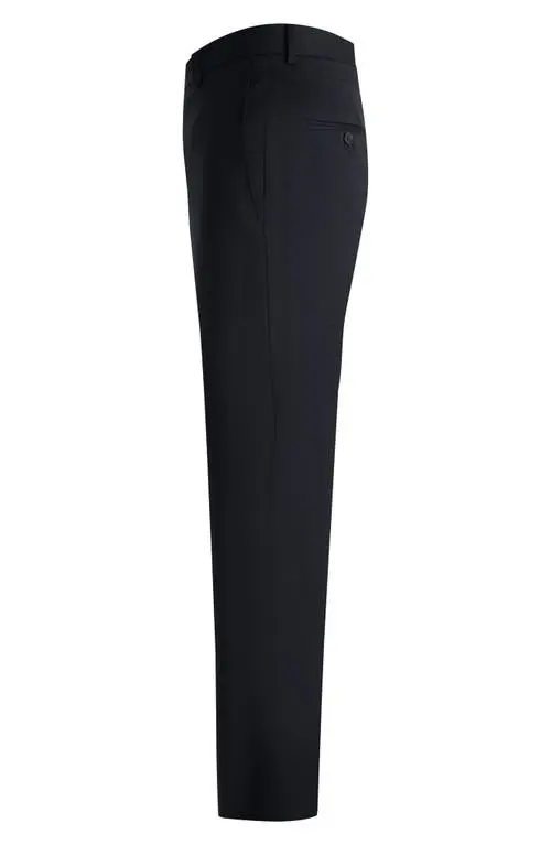Samuelsohn Flat Front Straight Leg Wool Dress Pants - Navy