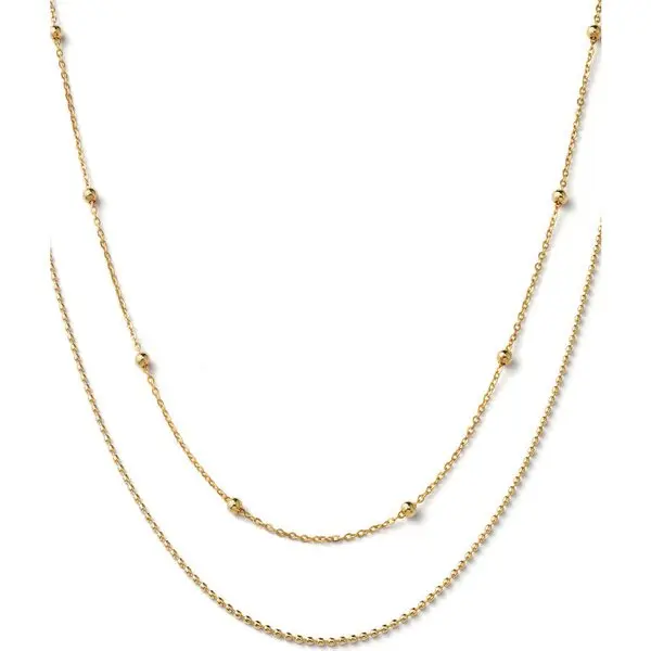 ANA LUISA 10k Layered Bead Chain Necklace Set - Gold