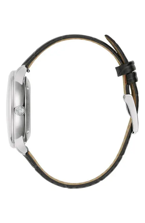 Bulova Hudson Leather Strap Watch - Silverone