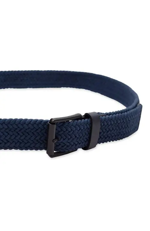 Cole Haan Tubular Stretch Woven Belt - Navy