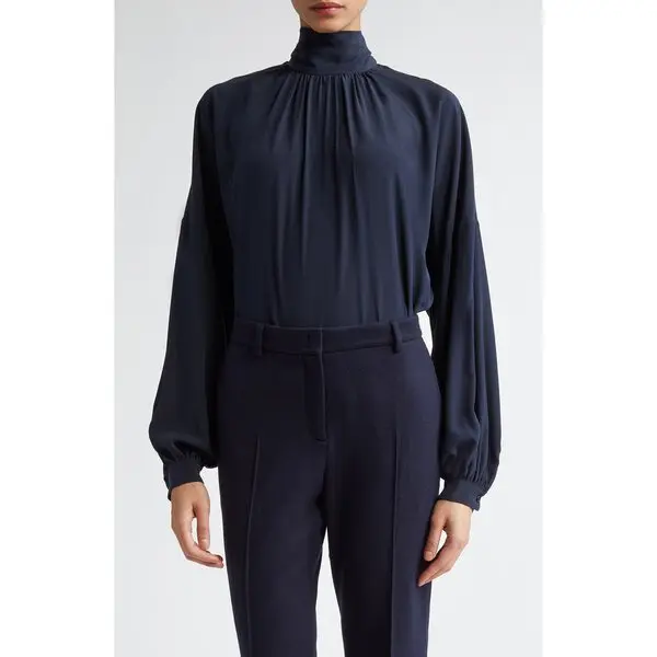 Akris Mock Neck Silk Crêpe De Chine Shirt