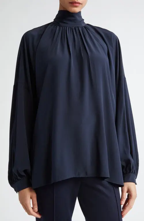 Akris Mock Neck Silk Crêpe De Chine Shirt