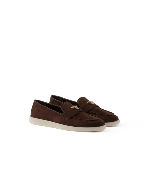 Prada Suede Leather Loafers - Brown