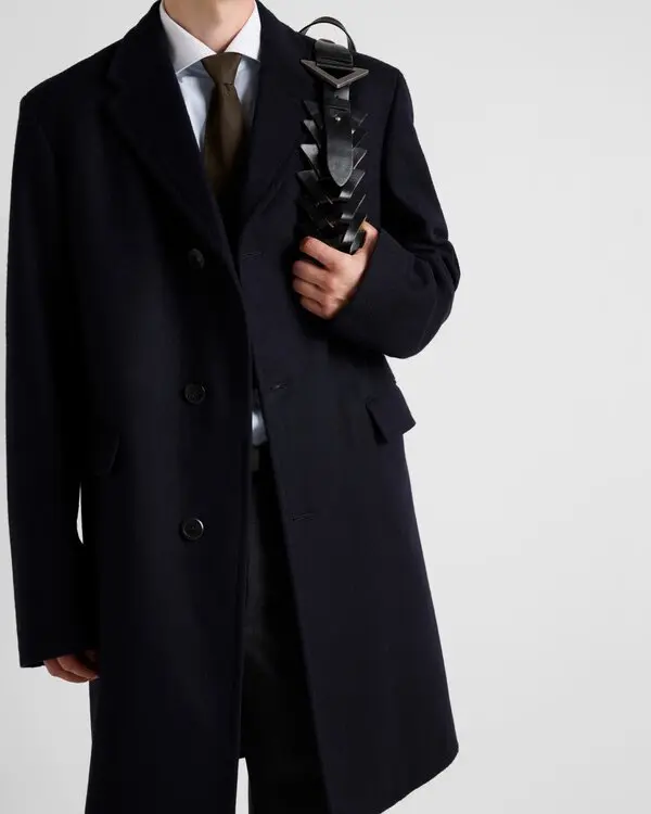 Prada Single-Breasted Wool Coat - Navy | Editorialist