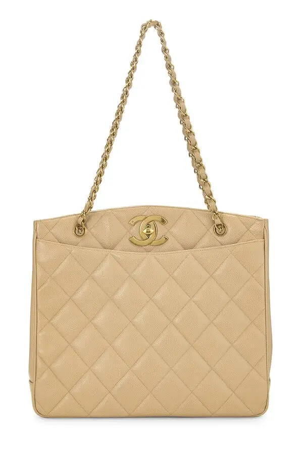 Chanel Quilted Caviar 'cc' Turnlock Tote