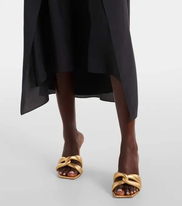 GIANVITO ROSSI Amour 85 Metallic Leather Mules - Gold