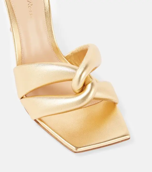 GIANVITO ROSSI Amour 85 Metallic Leather Mules - Gold