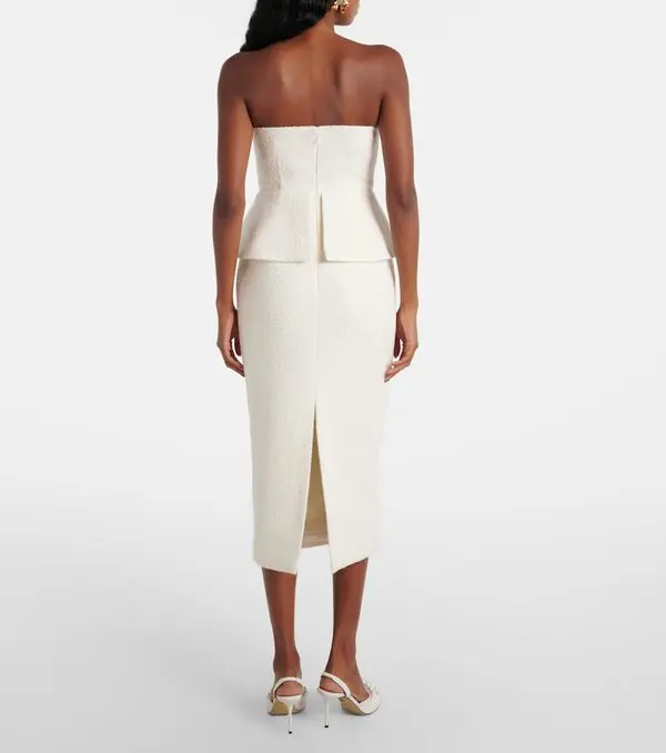 SELF-PORTRAIT Bridal Sequinned Bouclé Midi Dress