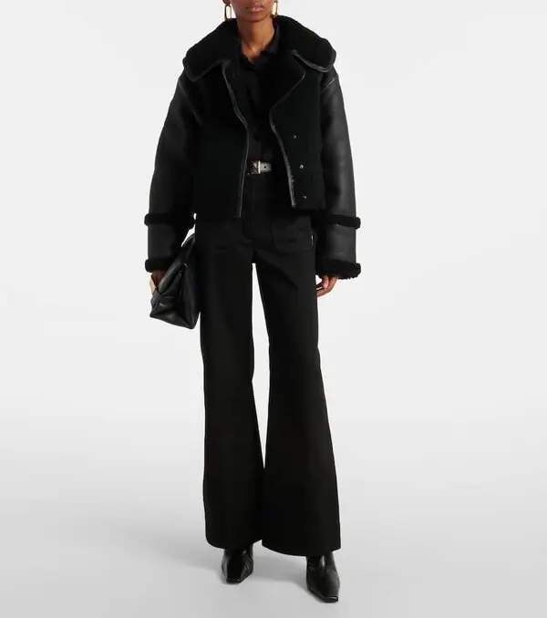 Victoria Beckham Shearling Jacket In Black 20% Off Editorialist