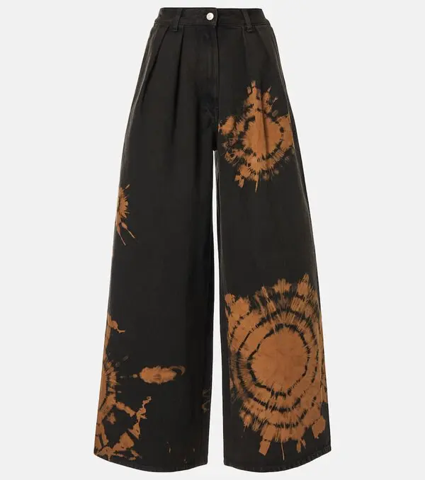 Alanui Printed Cotton Wide-leg Pants