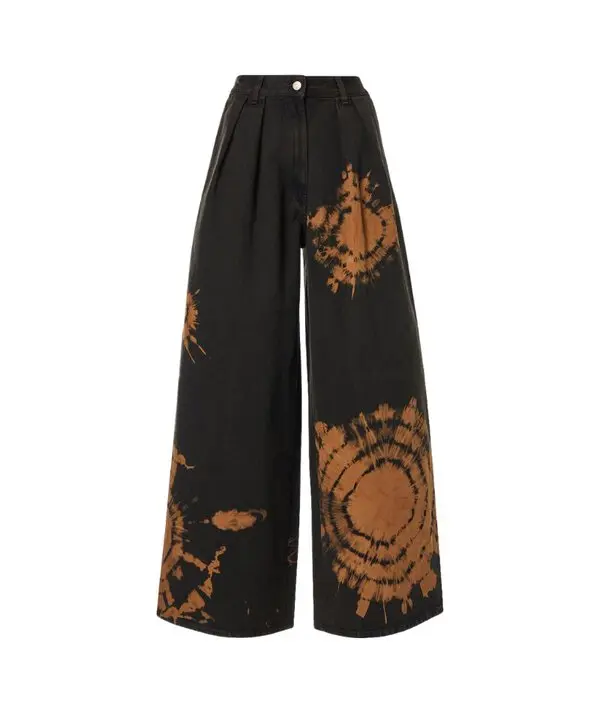 Alanui Printed Cotton Wide-leg Pants - Black
