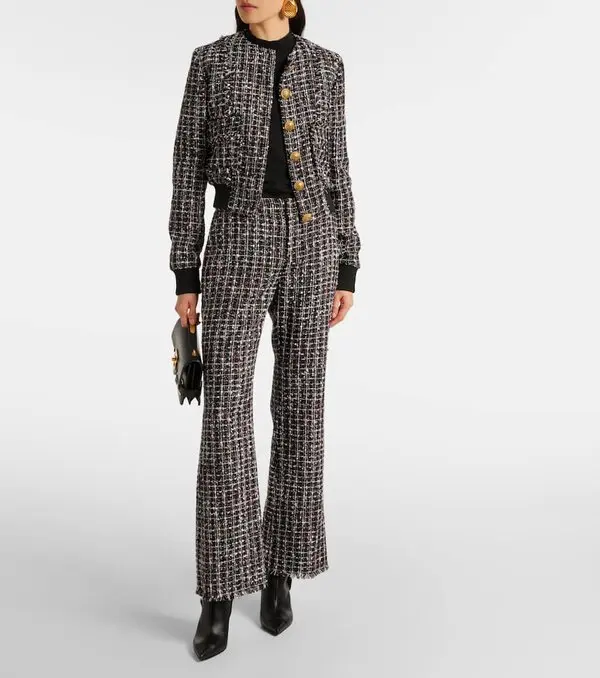 Balmain Tweed Flared Trousers