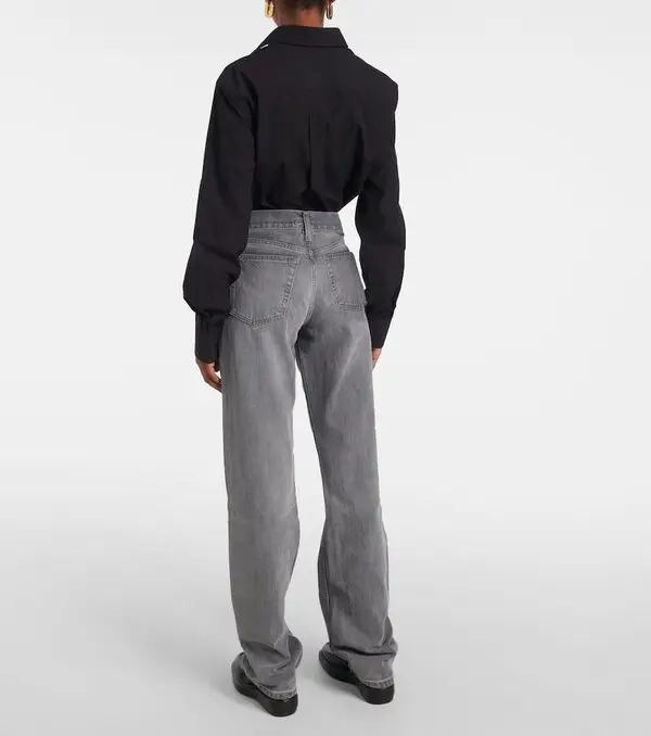 RE/DONE High-rise Straight Leg Jeans - Grey