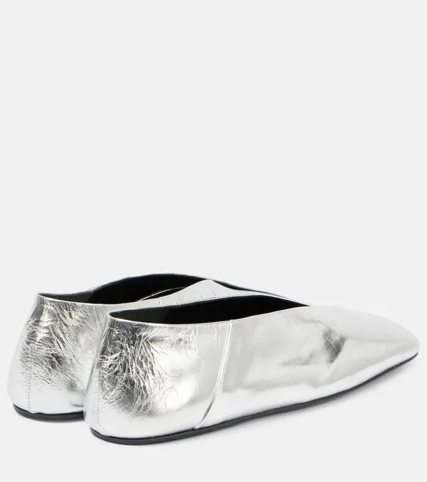 JIL SANDER Metallic Leather Ballerina Flats