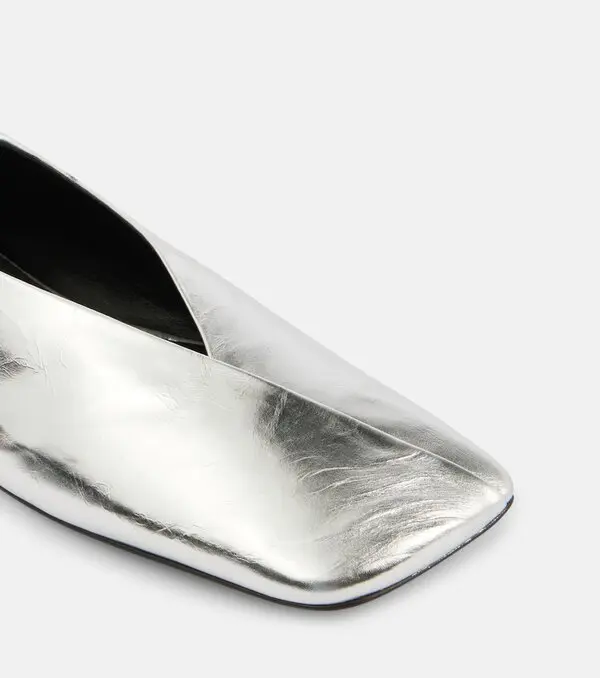 JIL SANDER Metallic Leather Ballerina Flats