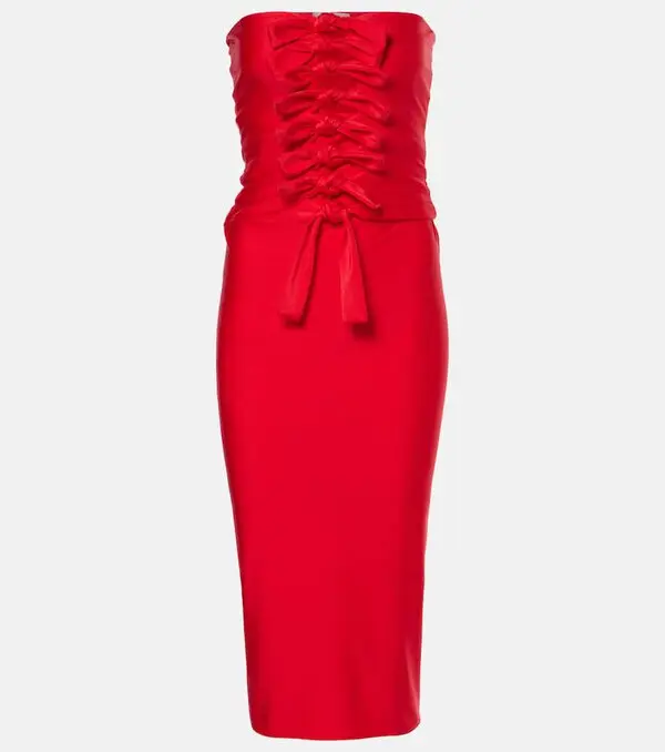 Coperni Gala Tie-front Jersey Midi Dress - Red