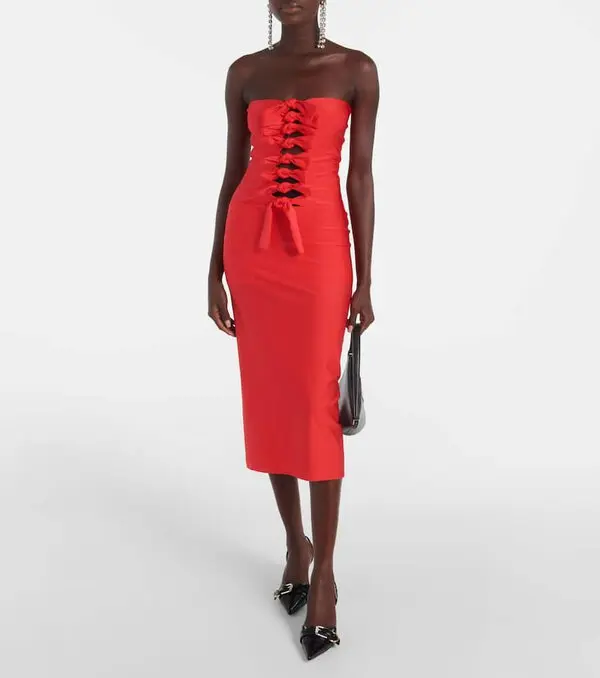 Coperni Gala Tie-front Jersey Midi Dress - Red