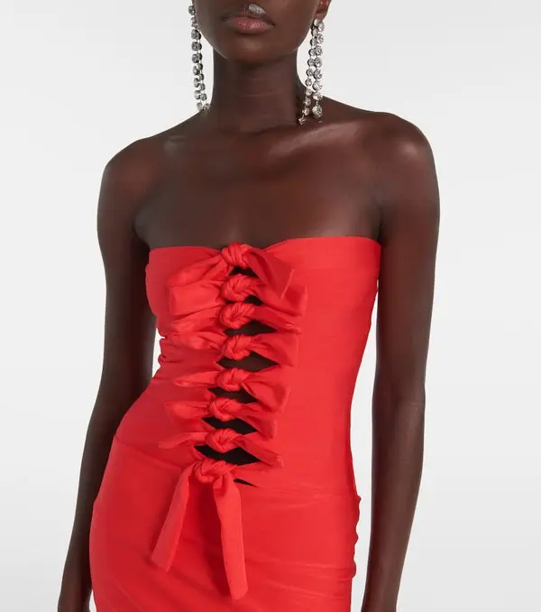 Coperni Gala Tie-front Jersey Midi Dress - Red