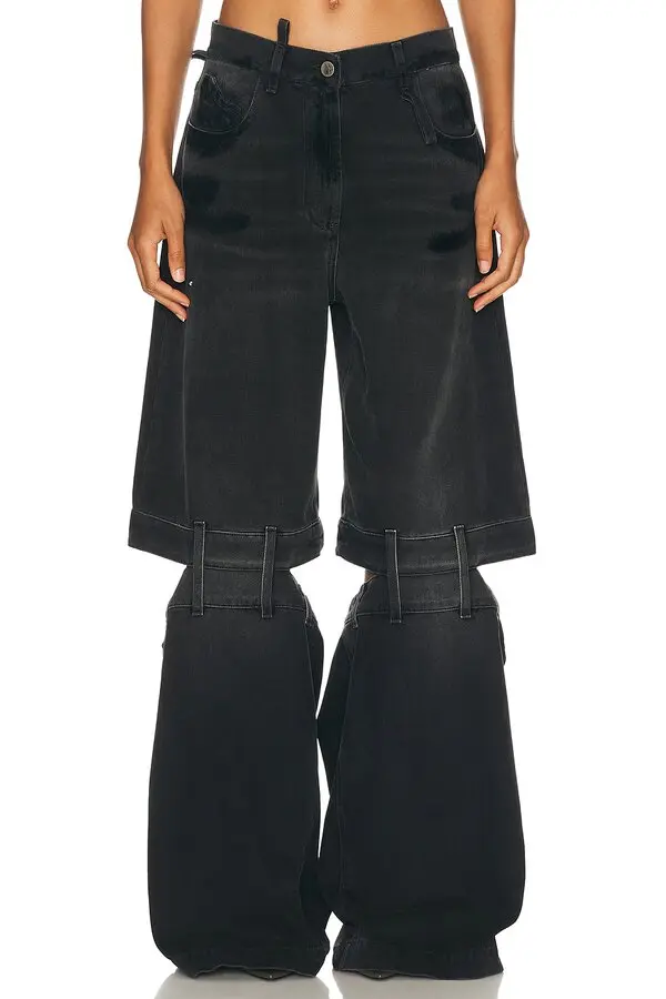 Attico Long Cut-out Wide Leg Jeans