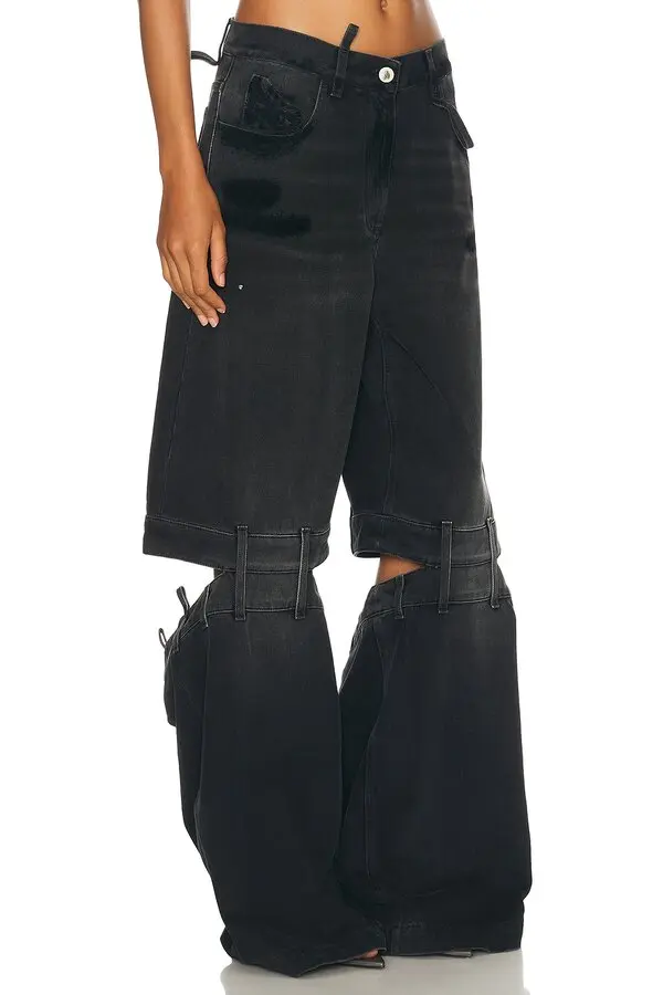 Attico Long Cut-out Wide Leg Jeans