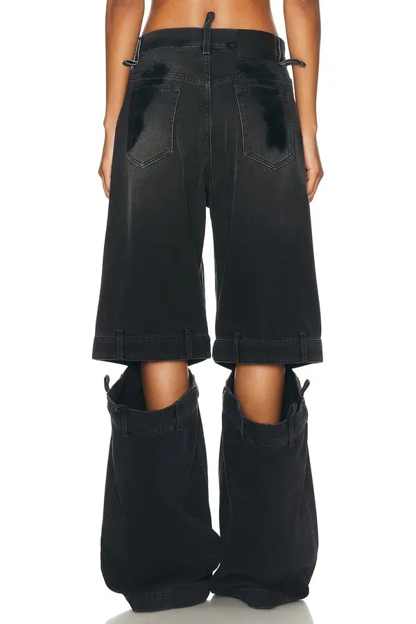 Attico Long Cut-out Wide Leg Jeans