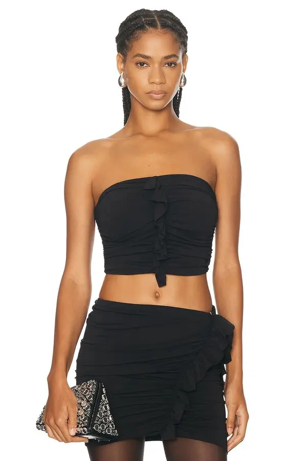 Attico Ruched Strapless Top