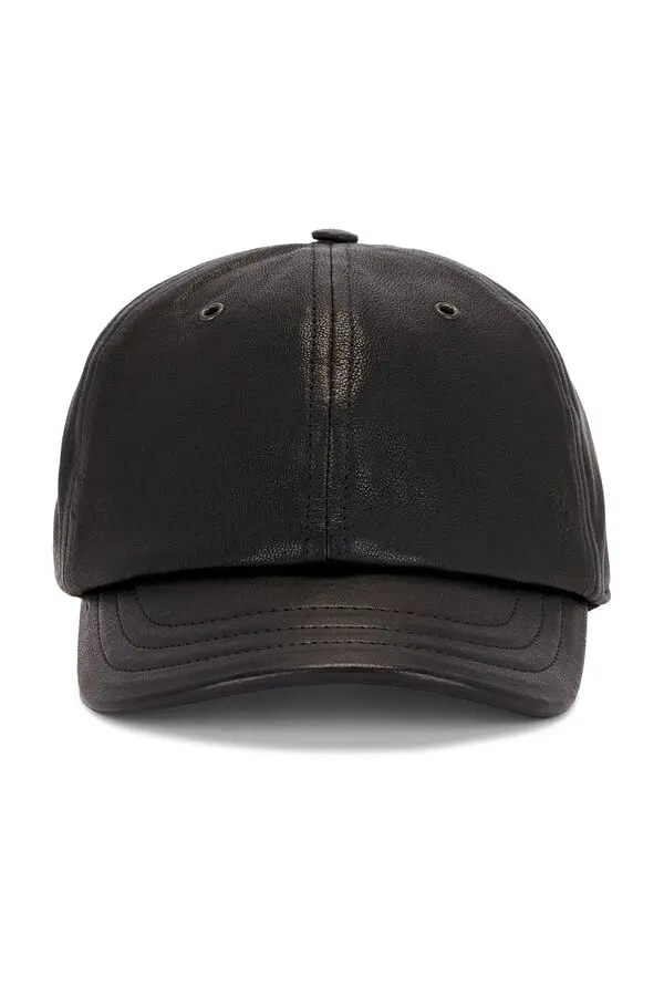 Saint Laurent Leather Cap With Visor - Black