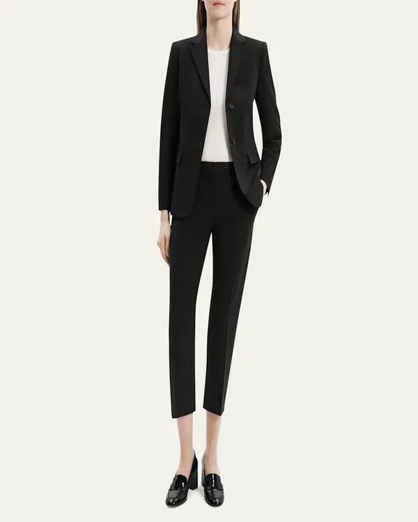 Theory Traceable Wool Slim Single-breasted Blazer - Black