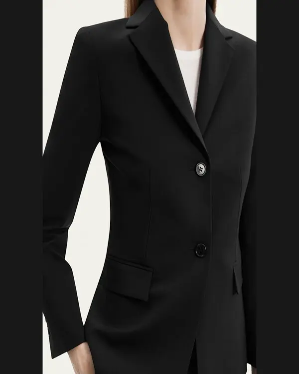 Theory Traceable Wool Slim Single-breasted Blazer - Black