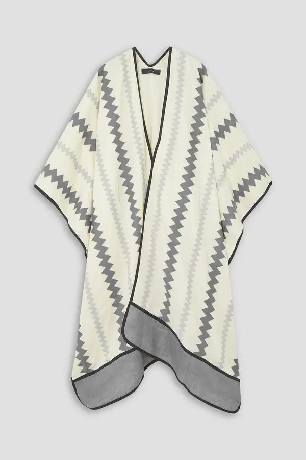Vita Kin Ola Striped Linen Cape - Ivory
