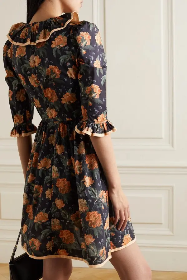 O Pioneers Polly Floral-Print Mini Dress In Black - 85% Off | Editorialist