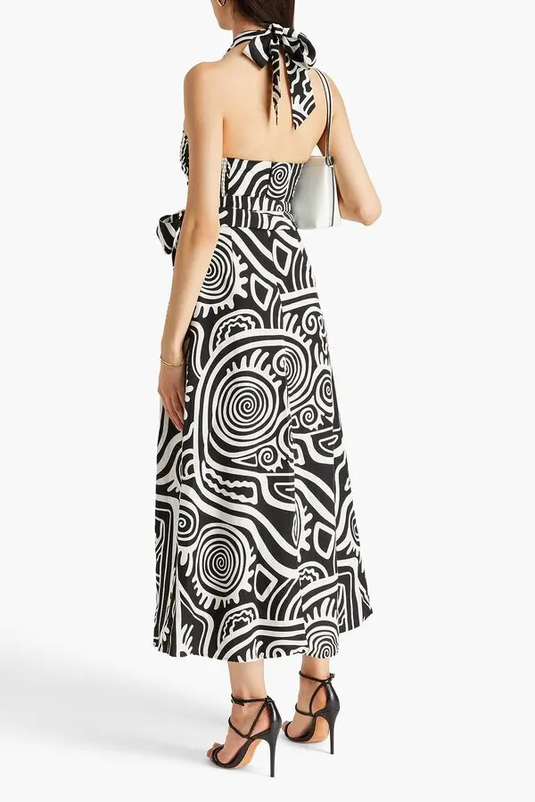 Paula Two-tone Printed Midi Wrap Dress