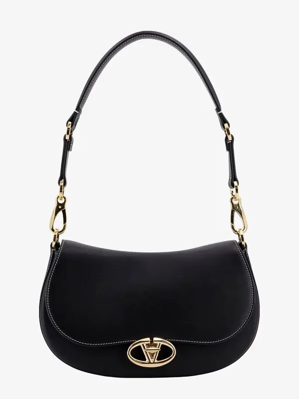 Valentino Garavani Leather Shoulder Bag With Vlogo Signature Detail - Black