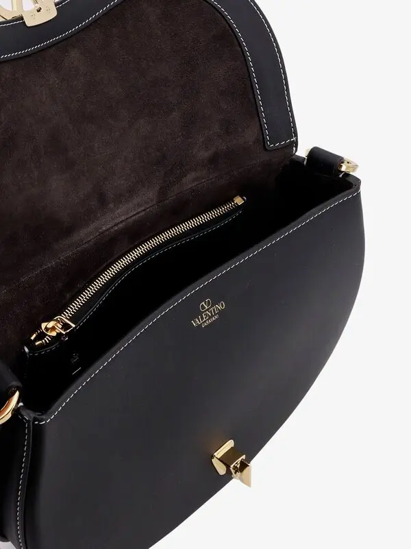 Valentino Garavani Leather Shoulder Bag With Vlogo Signature Detail - Black