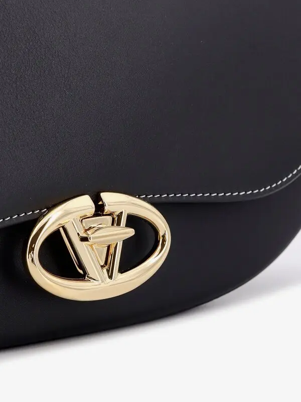 Valentino Garavani Leather Shoulder Bag With Vlogo Signature Detail - Black