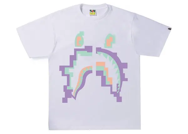 A BATHING APE Digital Shark Tee Shirt - White