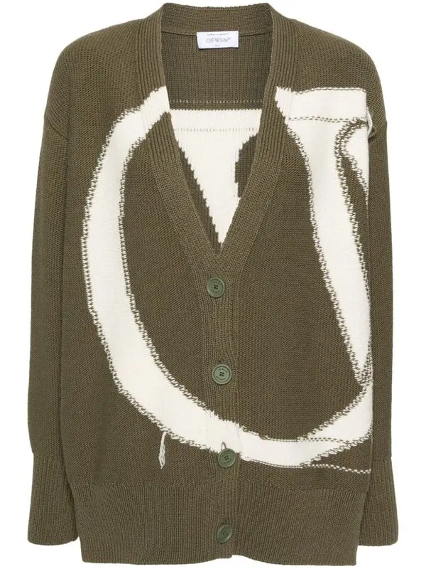 Off-White Intarsia-knit Logo Cardigan