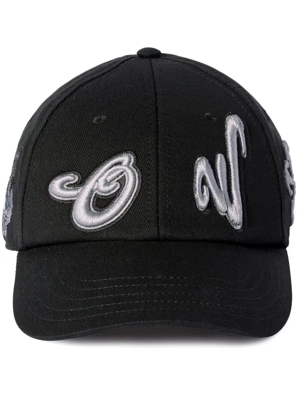 Off-White Embroidered Cotton Cap - Black