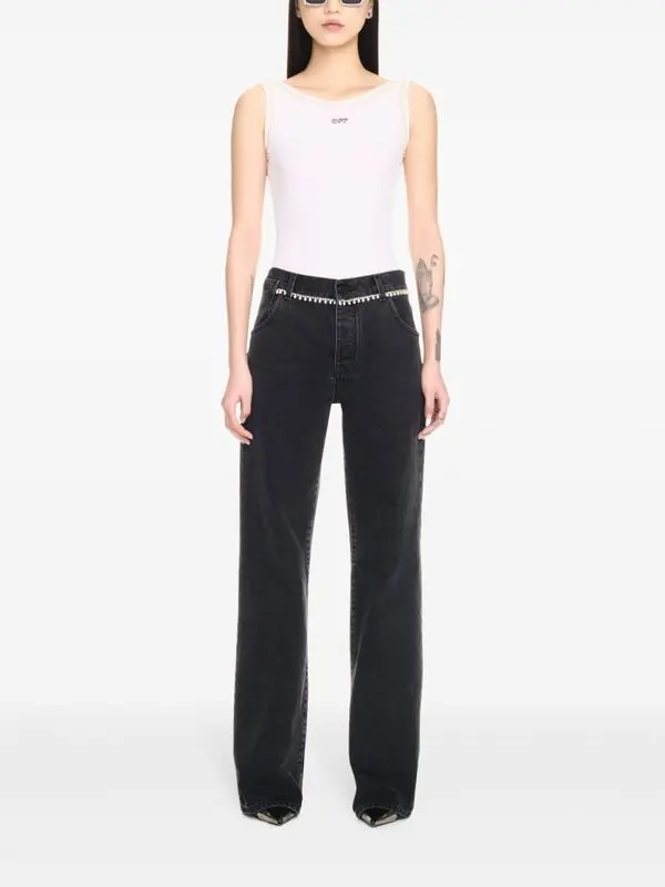Off-White Pearl-embellished Ribbed Tank Top - White