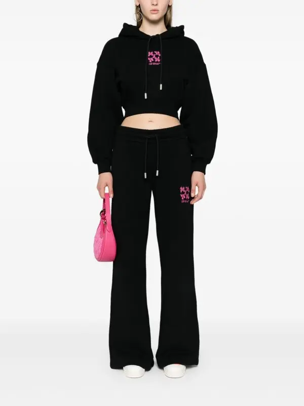 Off-White Arrows-embroidered Cropped Hoodie - Black