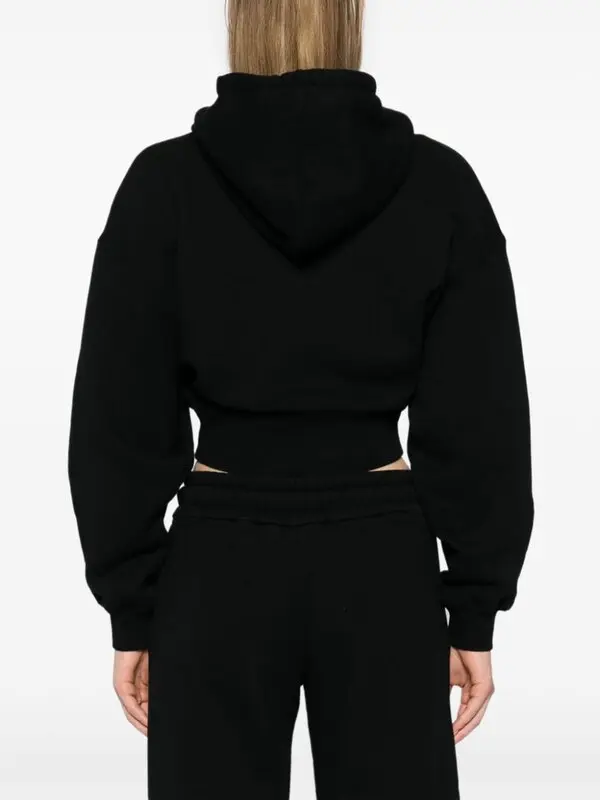 Off-White Arrows-embroidered Cropped Hoodie - Black