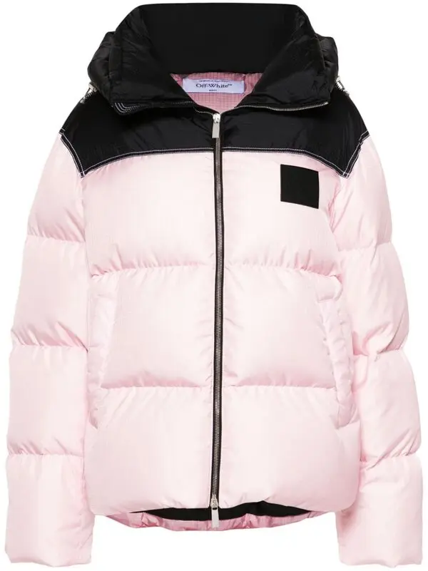 Off-White Logo-appliqué Puffer Jacket - Pink