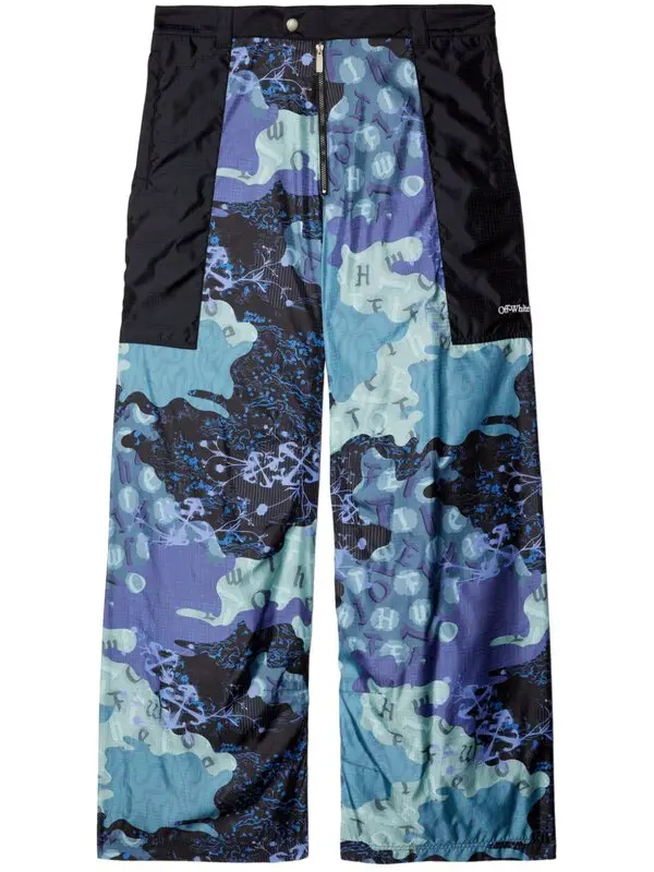 Off-White Camouflage Cargo Trousers - Blue