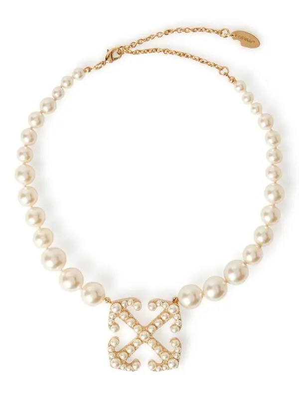 Off-White Pave Arrow-motif Necklace - Gold